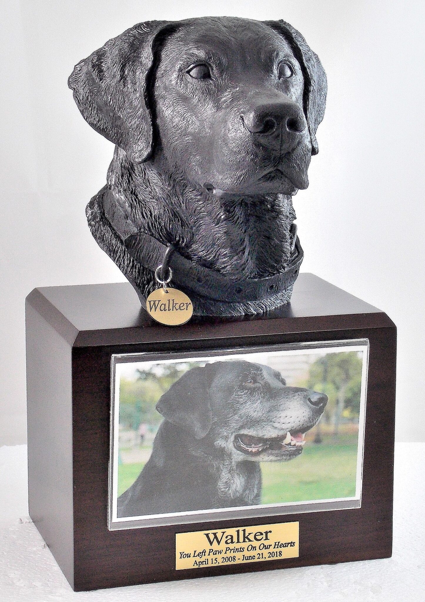 Black Labrador Retriever Dog Walnut Memorial Urn