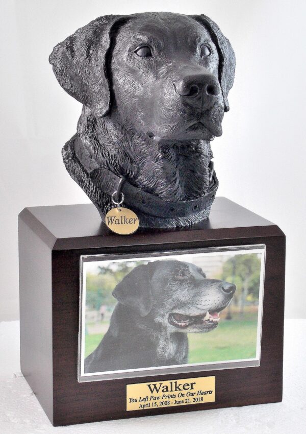 Black Labrador Retriever Dog Walnut Memorial Urn