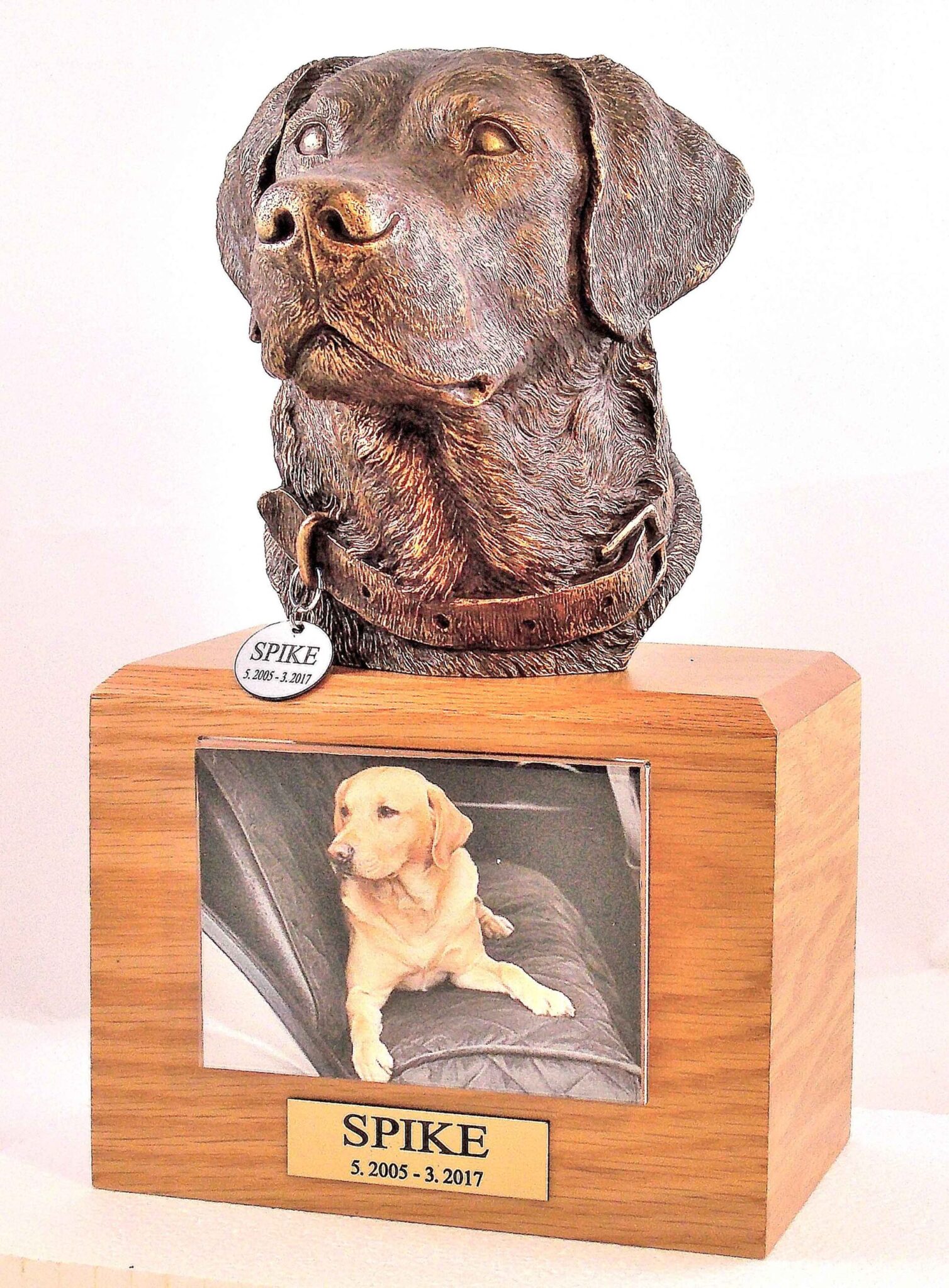 Labrador Retriever Dog Oak Memorial Urn | Pet Tribute - Artful Memorials